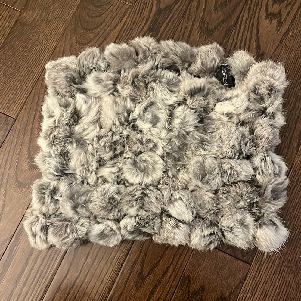 Adrienne Landau Gray Rabbits Fur Loop Scarf - Gem